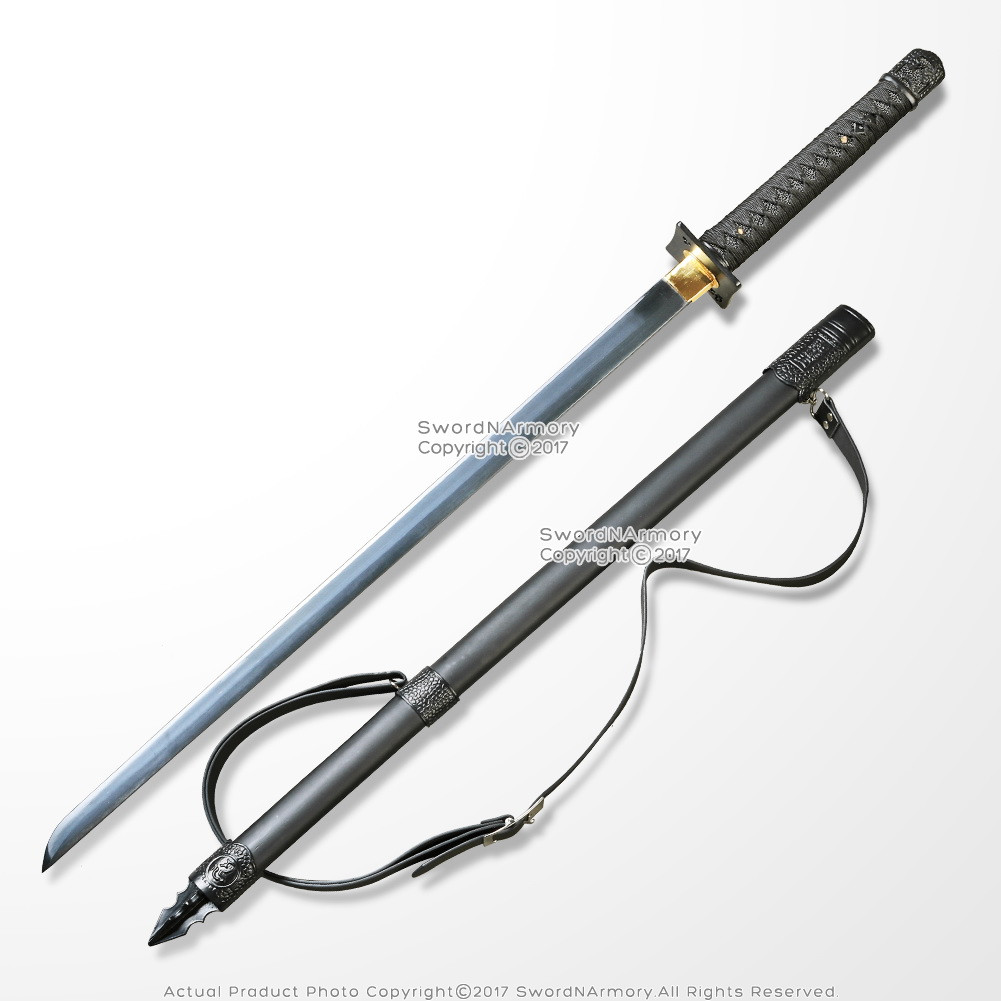 Shinobi Ninja Sword Hand Honed Sharp Edge Black Blade with Back ...