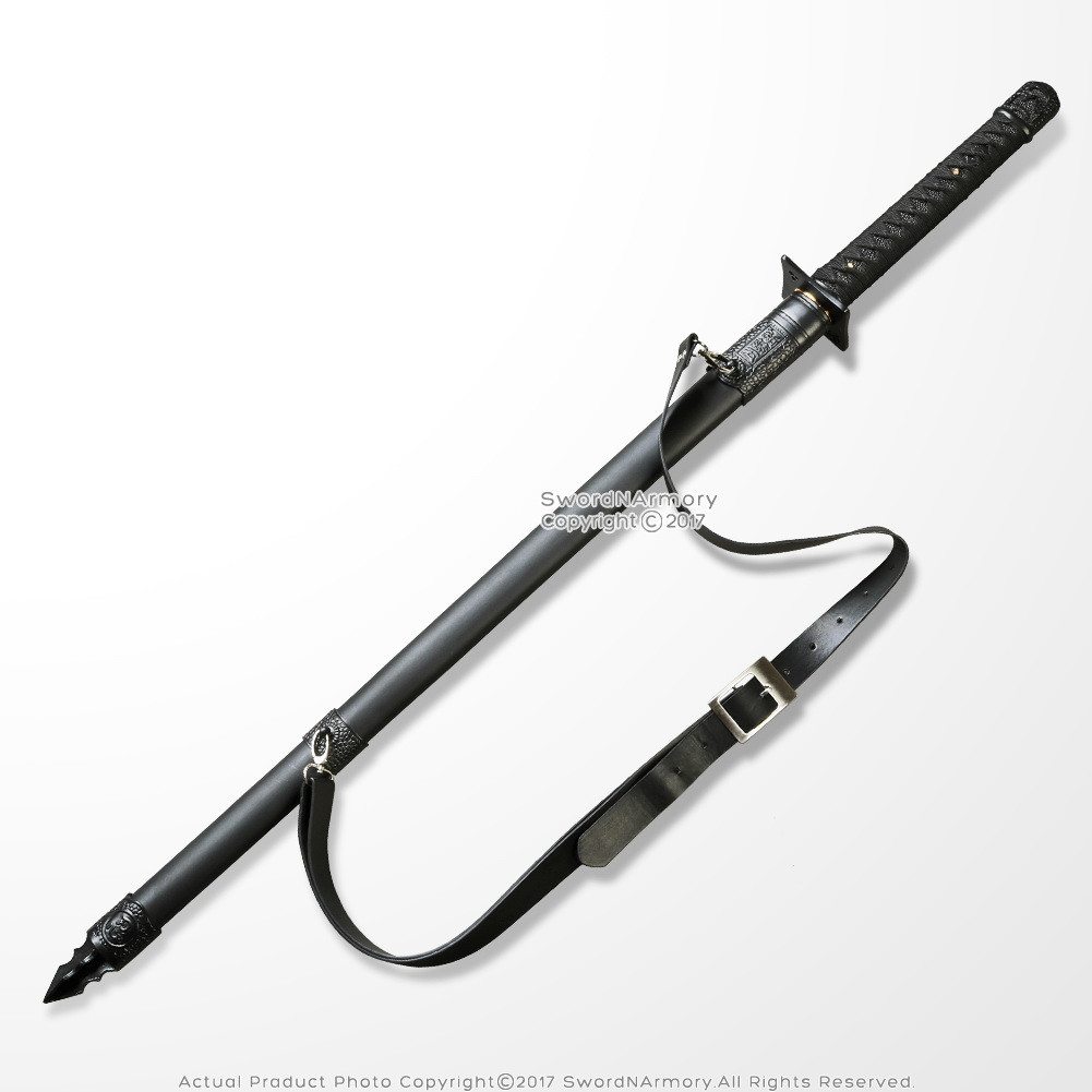 Shinobi Ninja Sword Hand Honed Sharp Edge Black Blade with Back ...