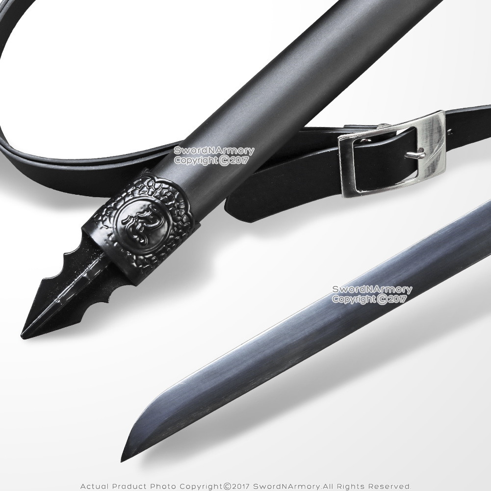 Shinobi Ninja Sword Hand Honed Sharp Edge Black Blade with Back ...
