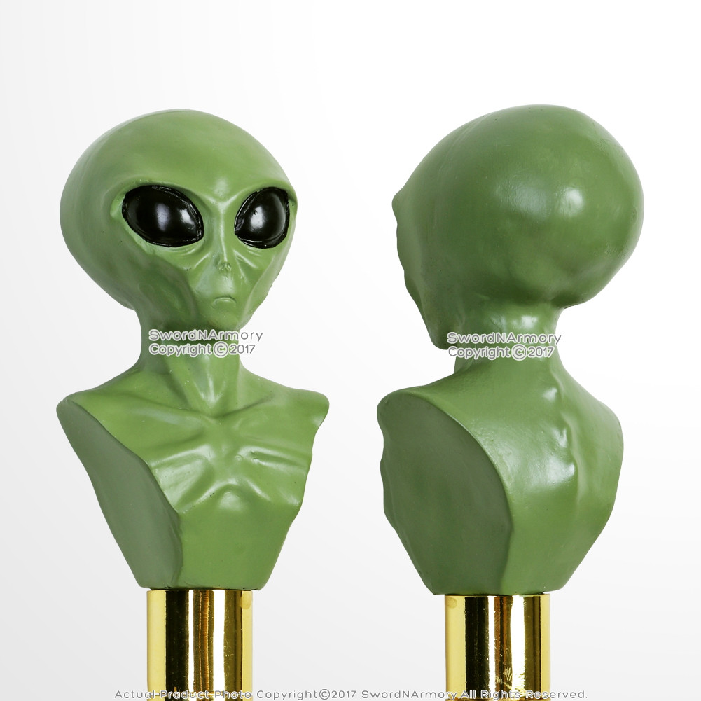 36" Alien Skull Handle Walking Stick Universe UFO Solid Fantasy Cane ...