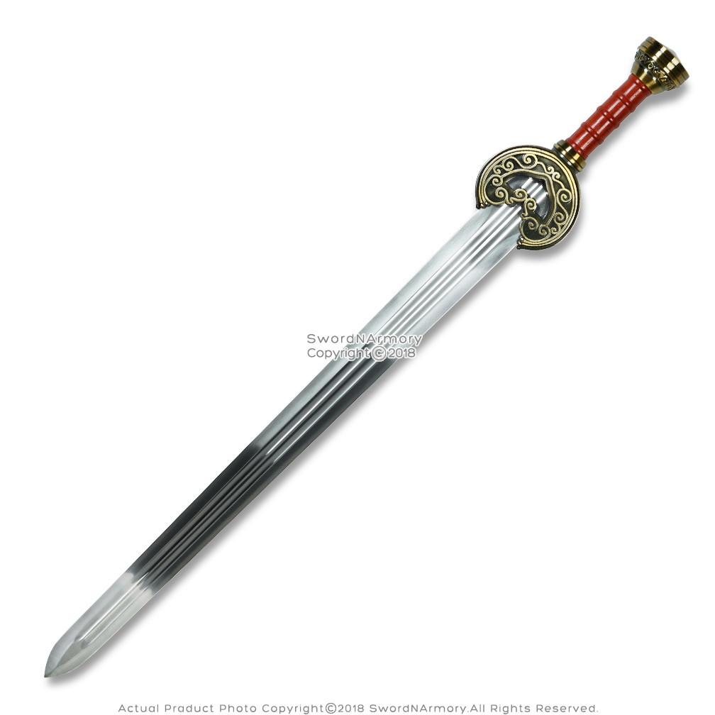 38" Medieval Arming Sword Double Fuller Blade with Display Plaque ...