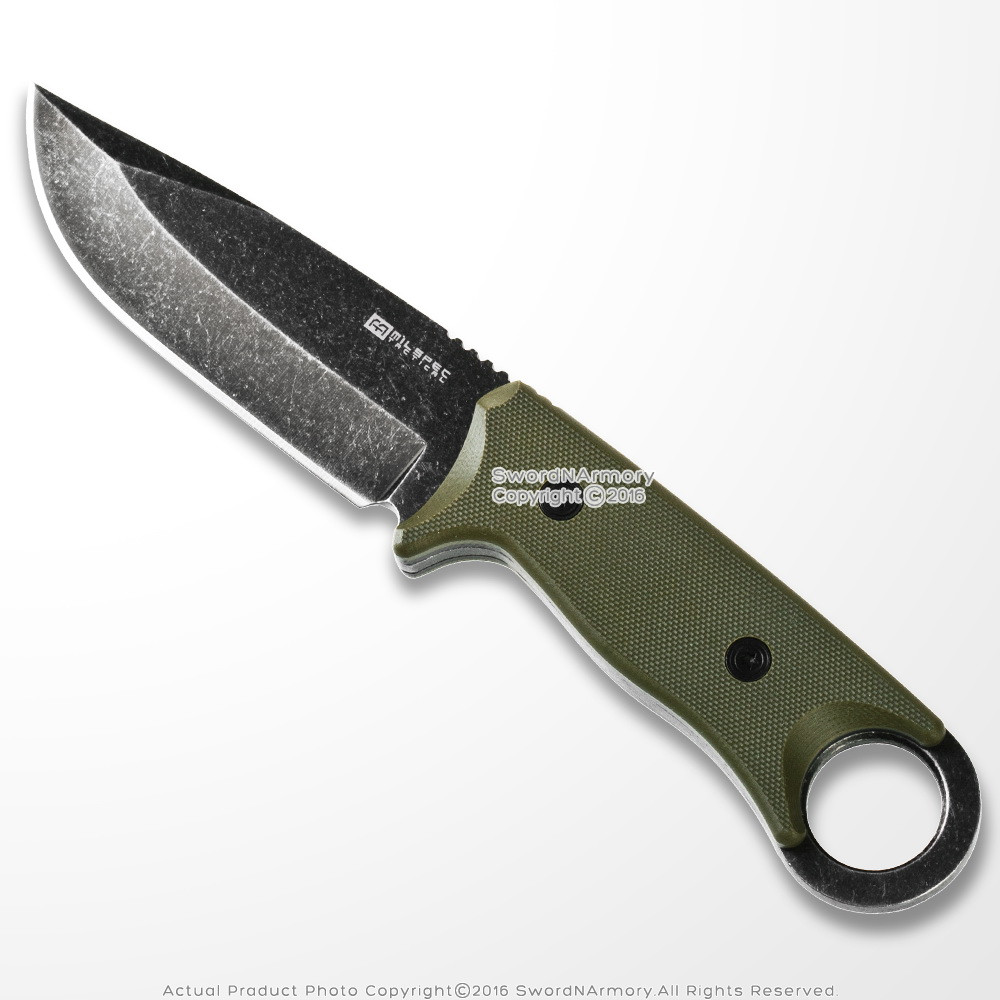 8.75" Full Tang Fixed Blade Knife Stone Wash Finish Blade G10 Handle w ...