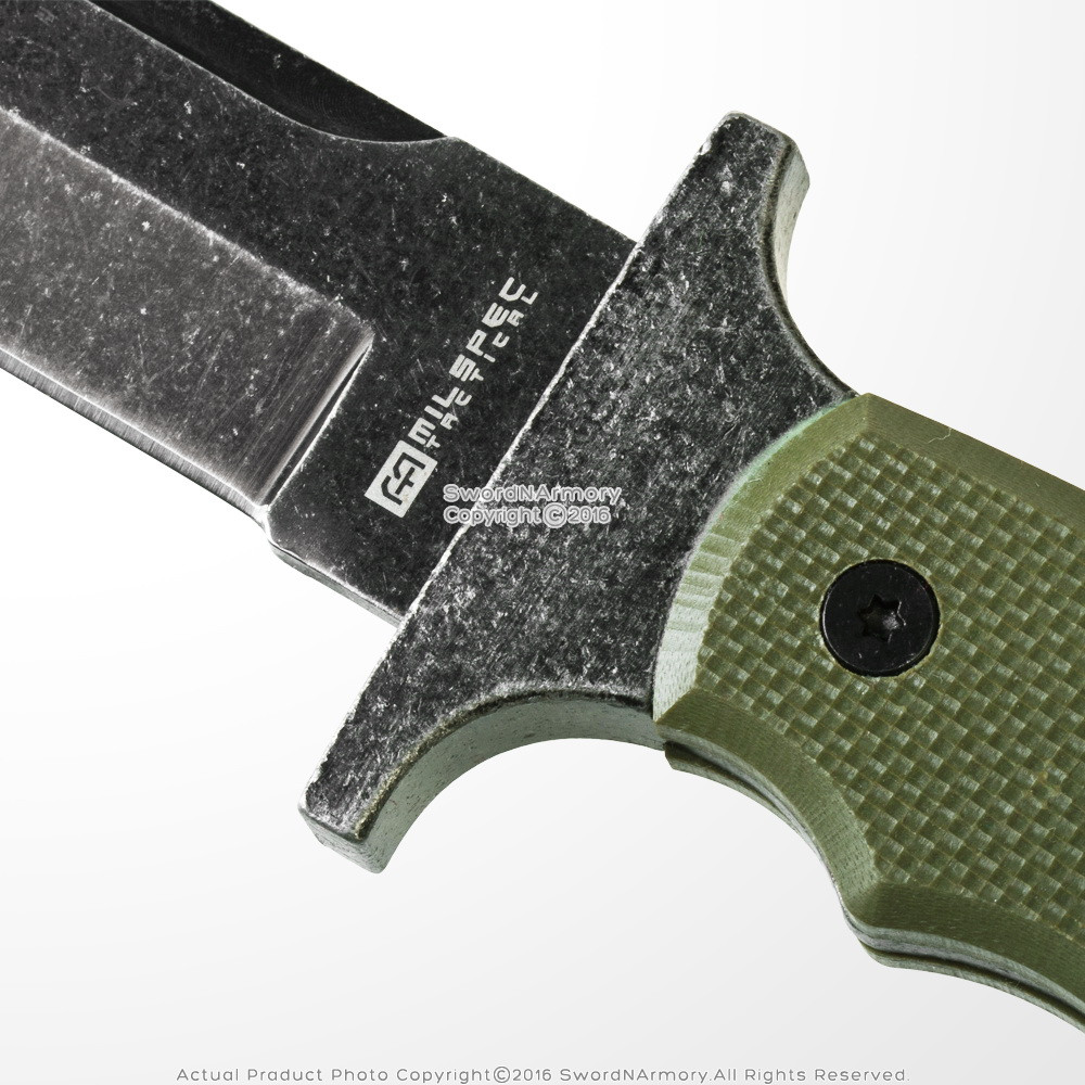 12" Full Tang Fixed Blade Tactical Tanto Knife Stone Wash Finish G10 Handle