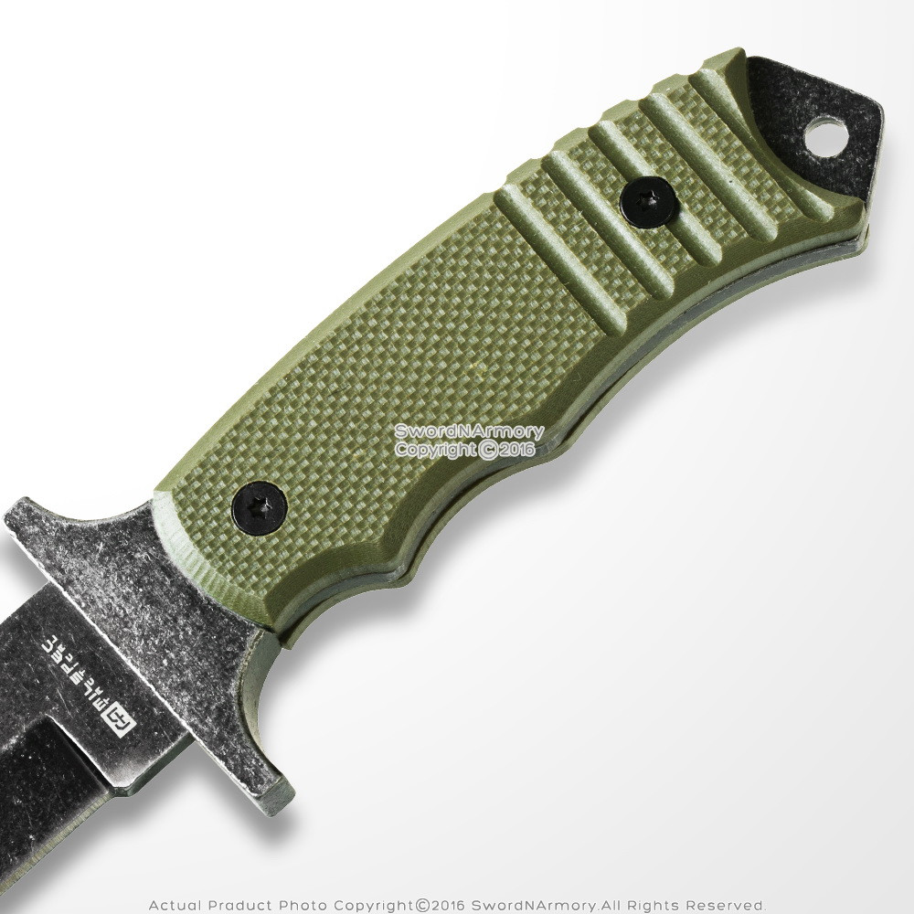 12" Full Tang Fixed Blade Tactical Tanto Knife Stone Wash Finish G10 Handle