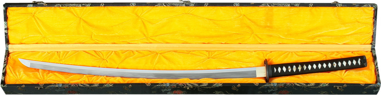 44" Deluxe Brocade Locking Katana Display Silk Case Carrying Box