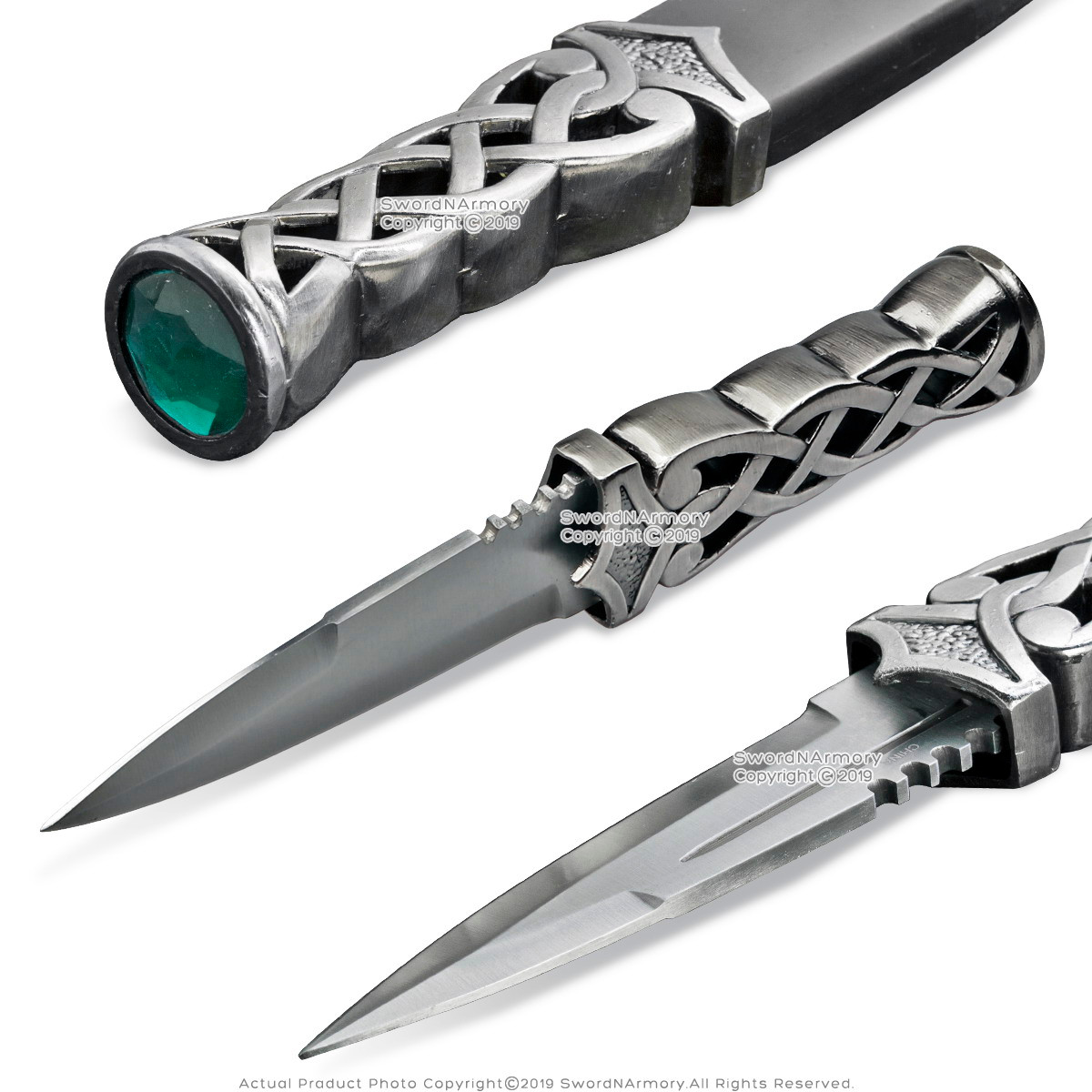 7" Silver Scottish Fantasy Dirk Knife Small Scotland Dagger w/ Multiple ...