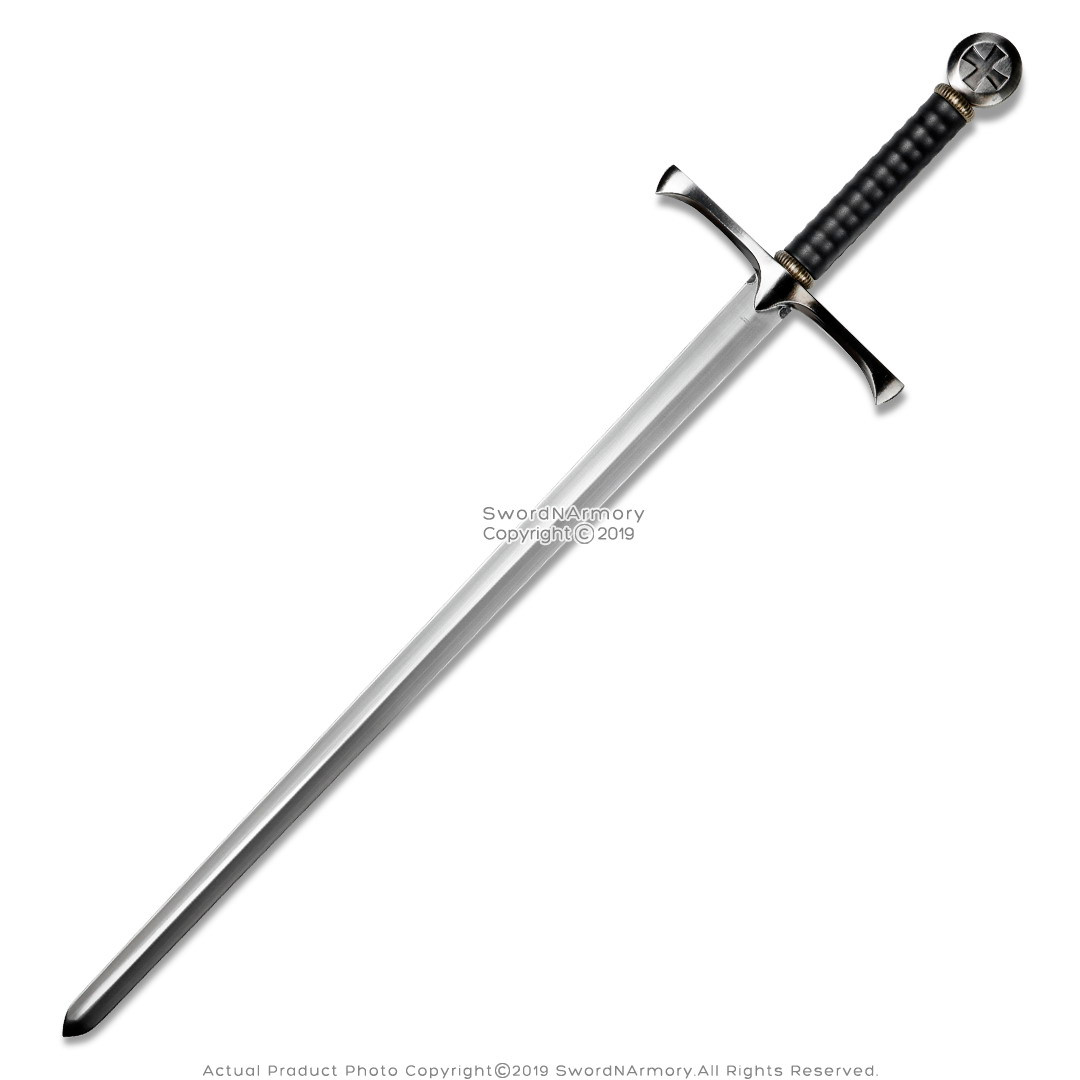 Templar Crusader Medieval Knight's Arming Sword with Scabbard Cross Pommel