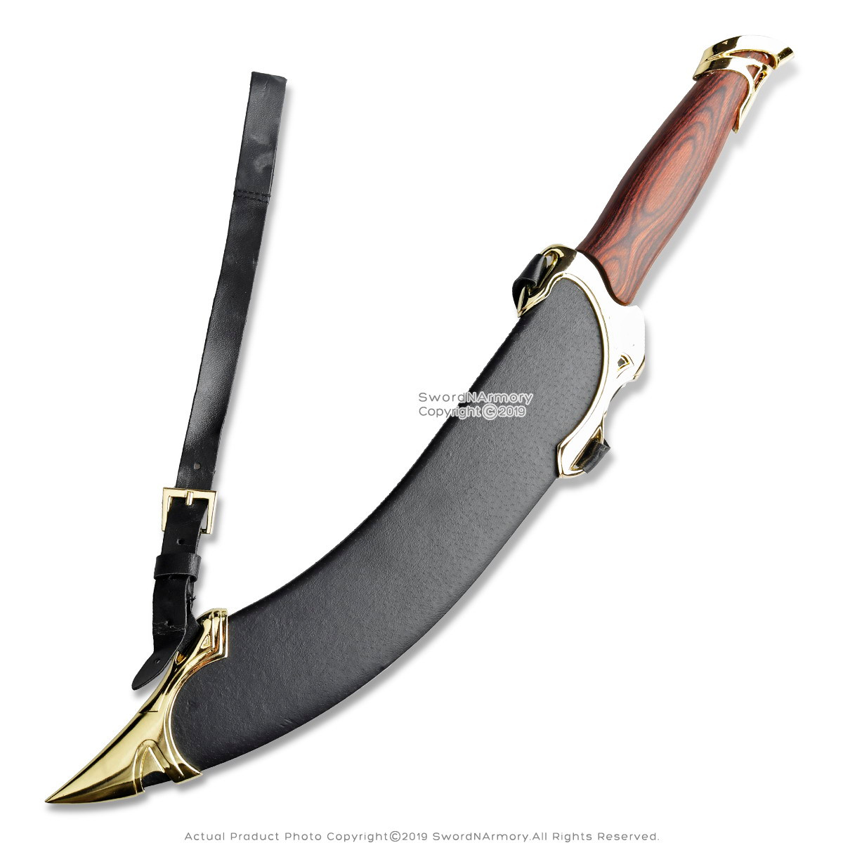 Long Knife Of Strider Ranger Elven Fantasy Scimitar Sword w/Sheath and w/Plaque