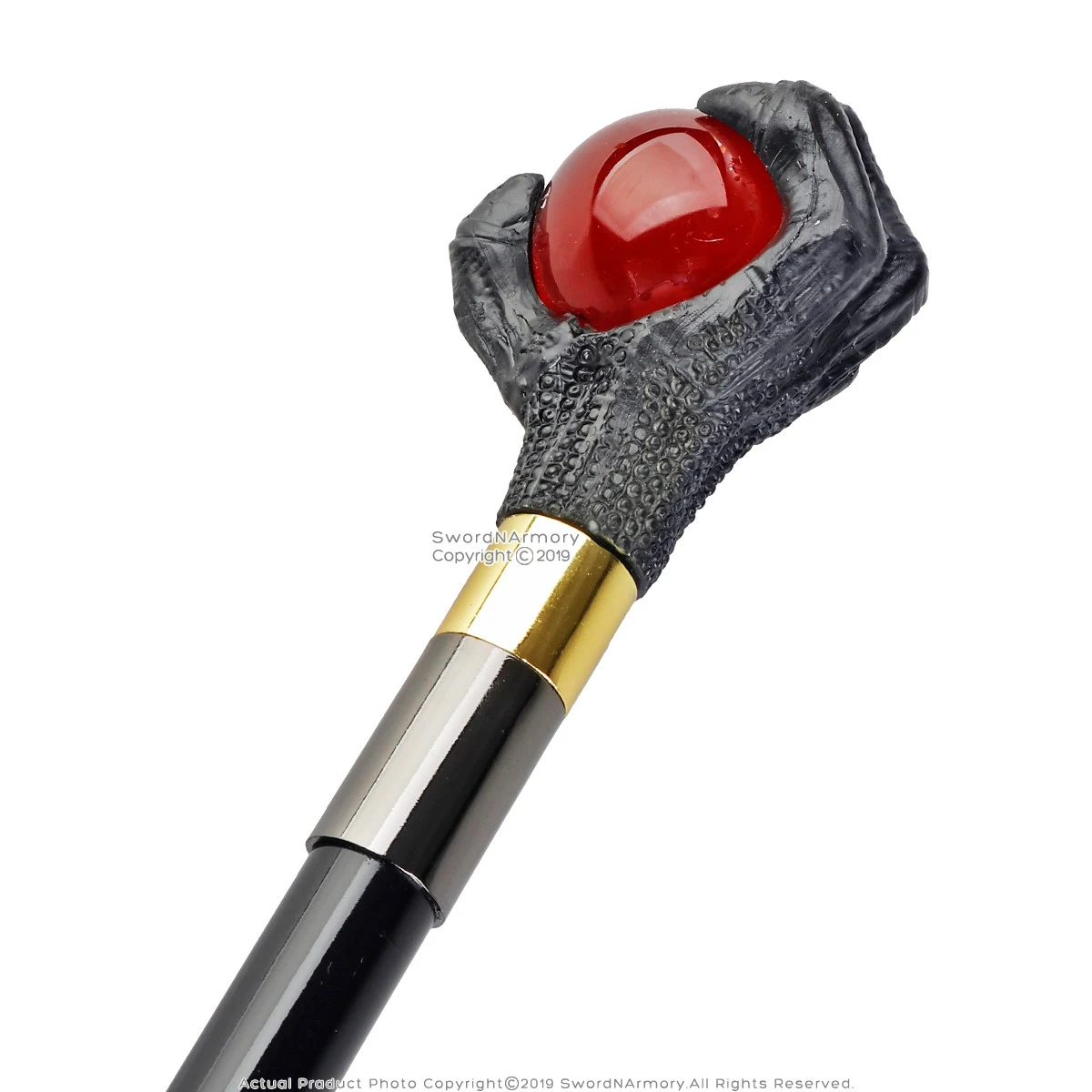 36.5 " Fantasy Black Hawk Talon Claw with Red Crystal Ball Handle ...