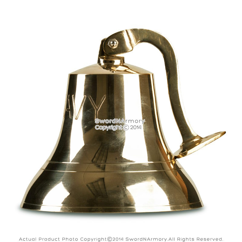 Medium 6" Brass Ship Bell with U.S. NAVY Engraved Solid Cast Clapper ...