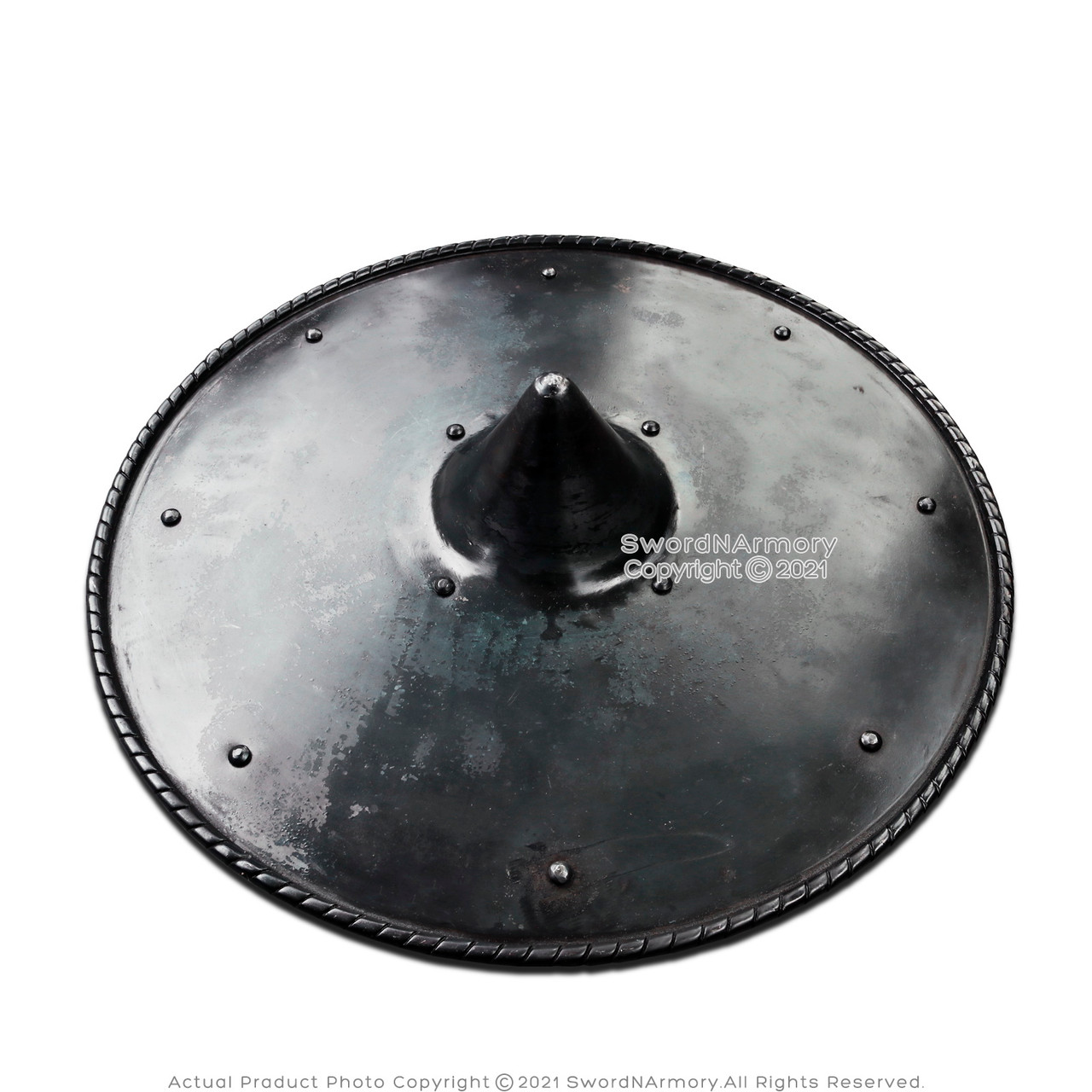 19" 16 Gauge Medieval Handforged Buckler Shield Spiked Dark Grey ...