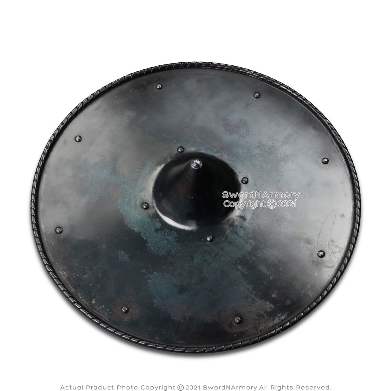 19" 16 Gauge Medieval Handforged Buckler Shield Spiked Dark Grey ...