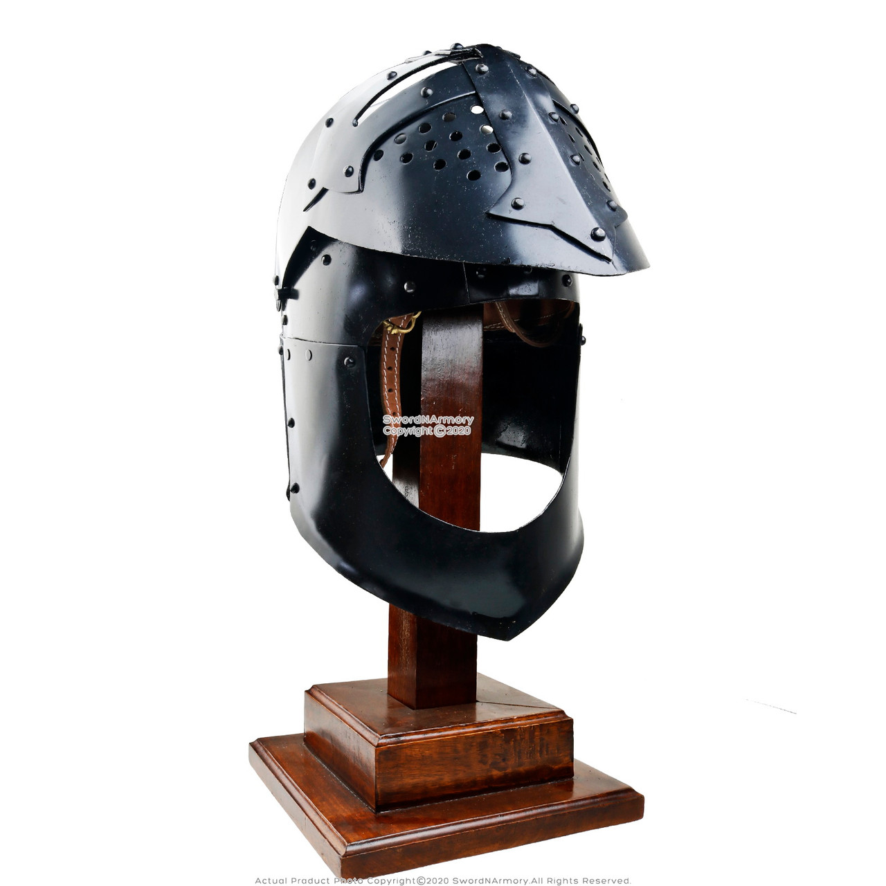 Functional Battle Ready 16G Medieval Black Knight Bassinet Helmet LARP ...