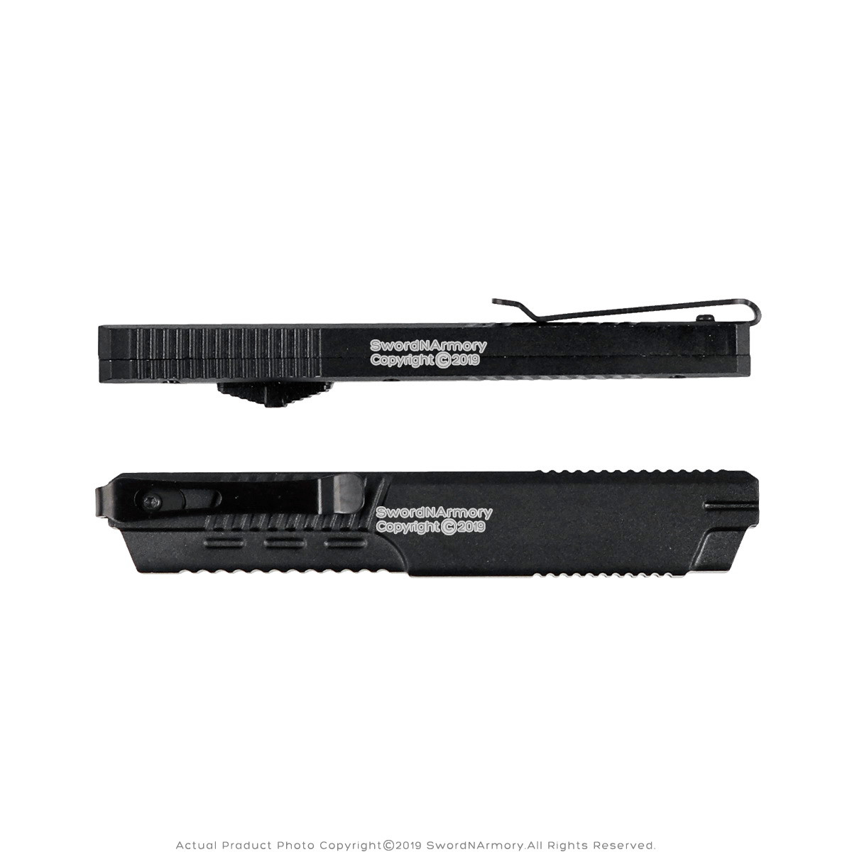 1.9" Black/Grey Knife Pocket Out the Front Switchblade Tanto California ...