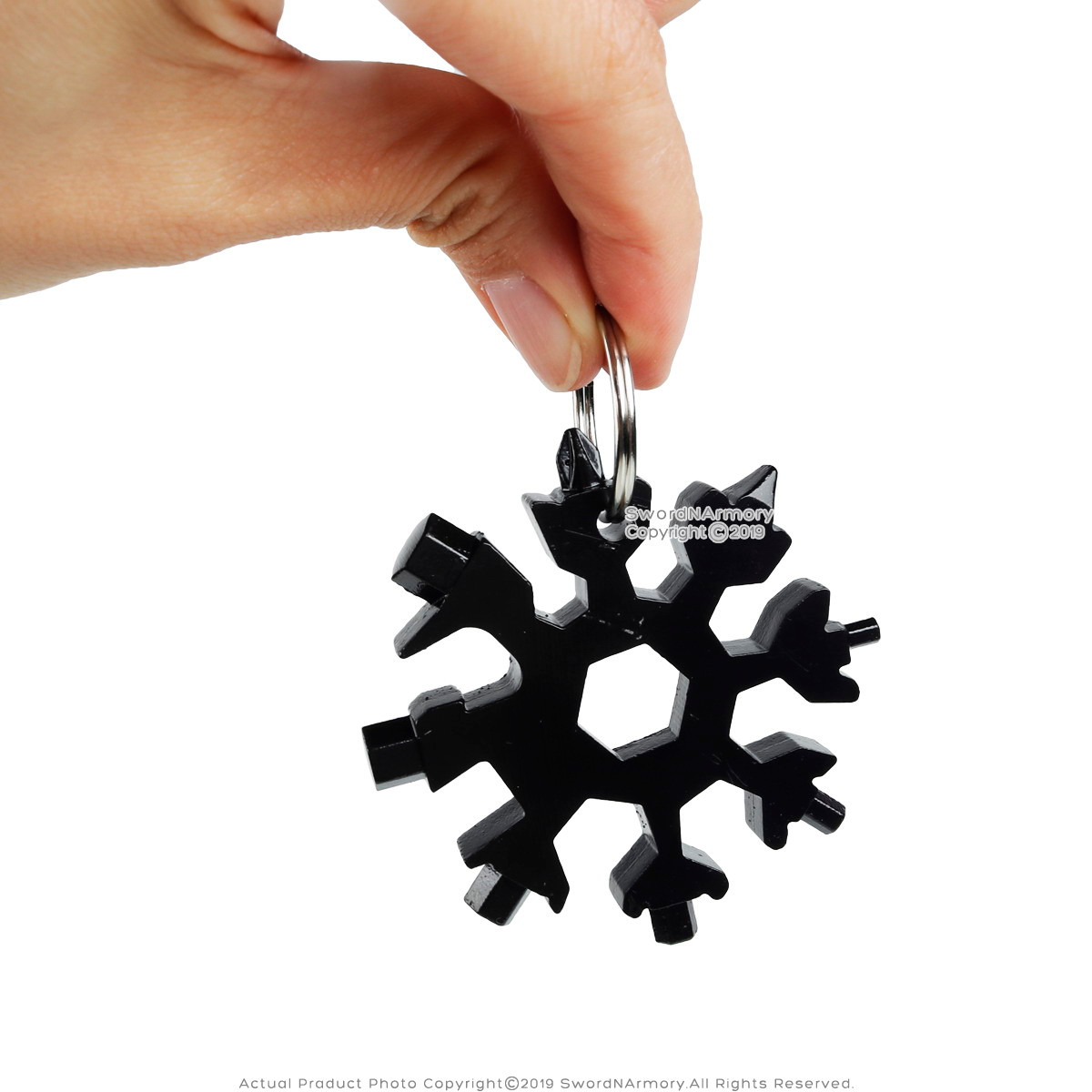 18-in-1 Snowflake Multi-tool Stainless Steel Keychain Silver Black Rainbow
