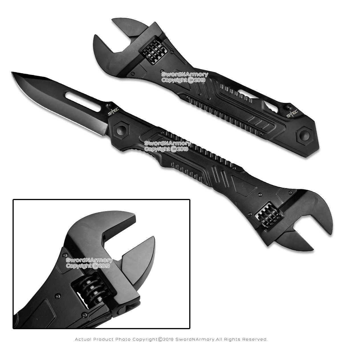 24" Heavy Duty 2-in-1 Wrench and Knife XL Workshop Tool Utility Black Red