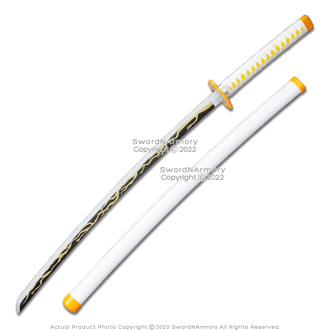 40.5" Bamboo Blade Zenitsu Agatsuma Nichirin Katana Samurai Sword Demon ...