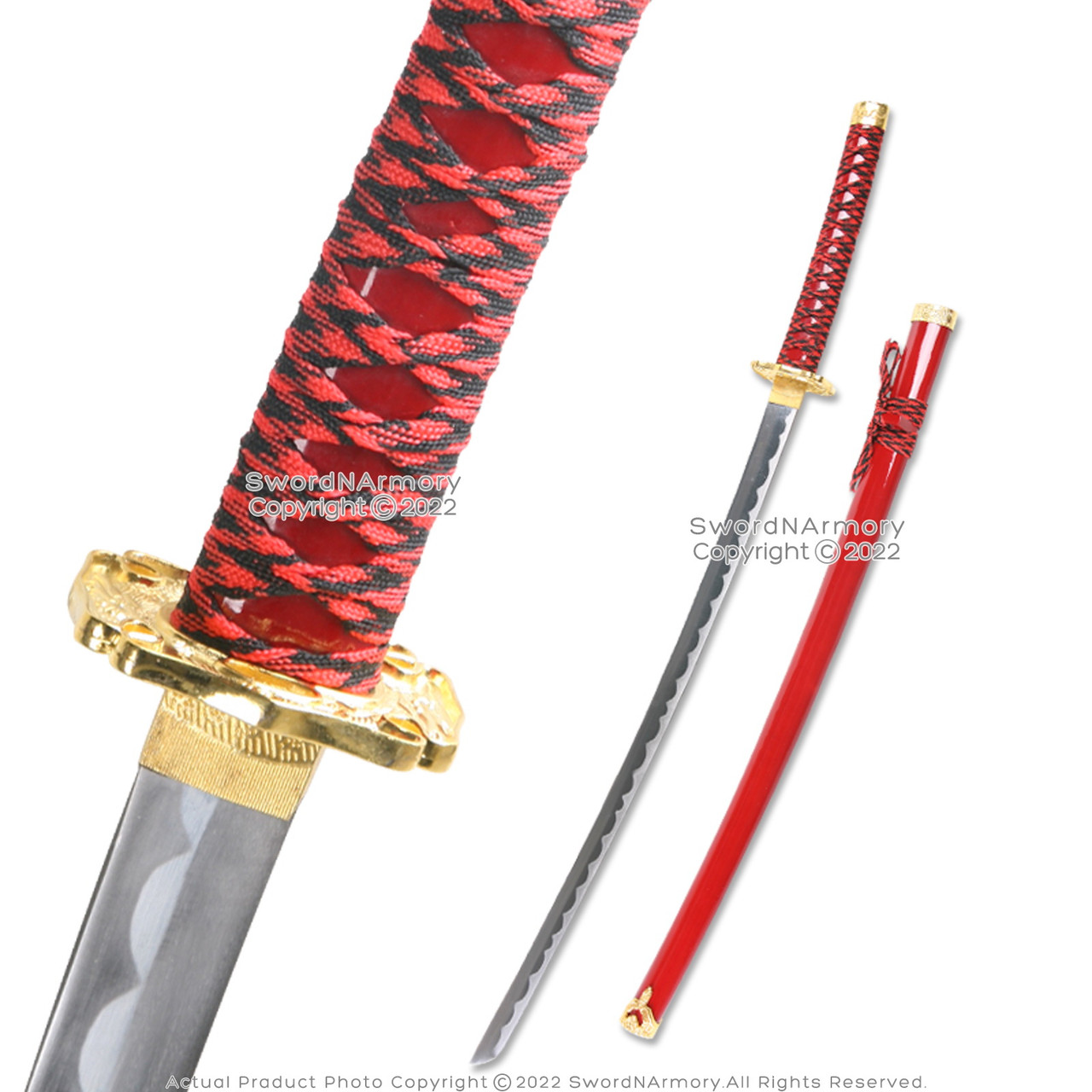 Red Classic Japanese Samurai Katana Sword Set Sword