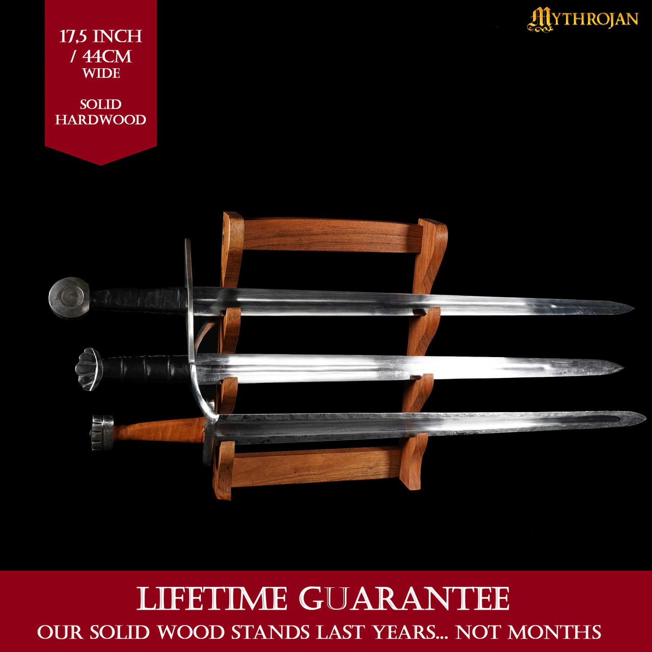 Mythrojan Solid Wood Sword Stand Medieval Sword Wall Mount Samurai ...