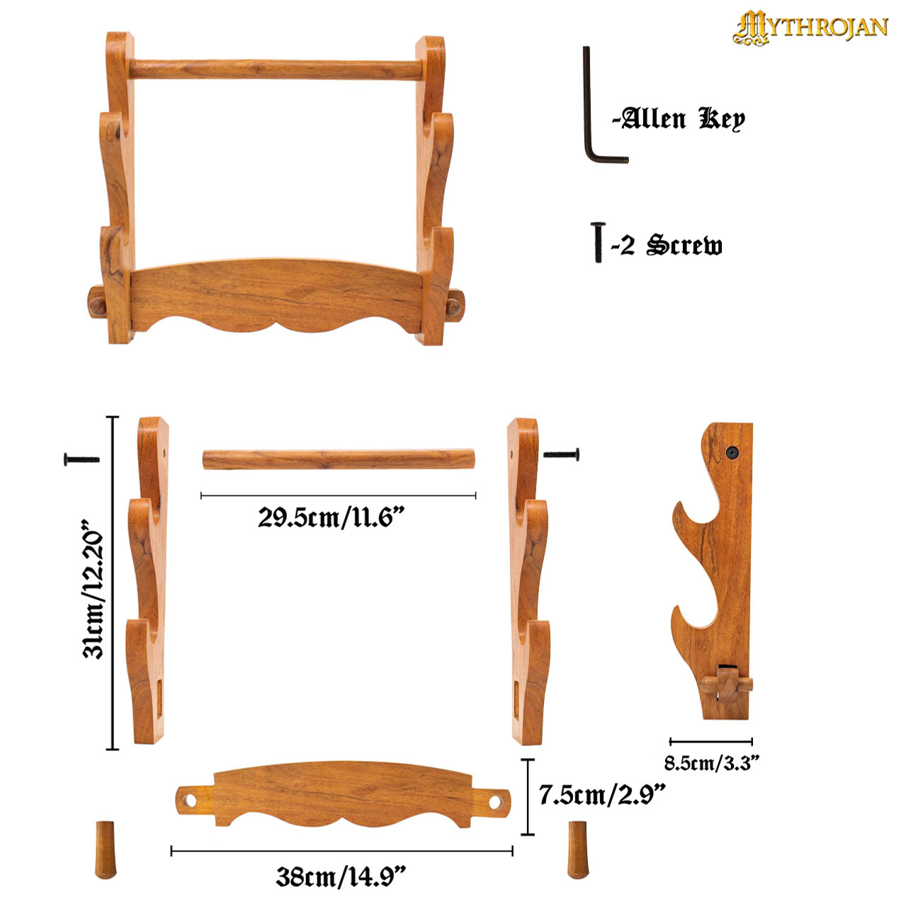 Mythrojan Solid Wood Sword Stand Medieval Sword Wall Mount Samurai ...