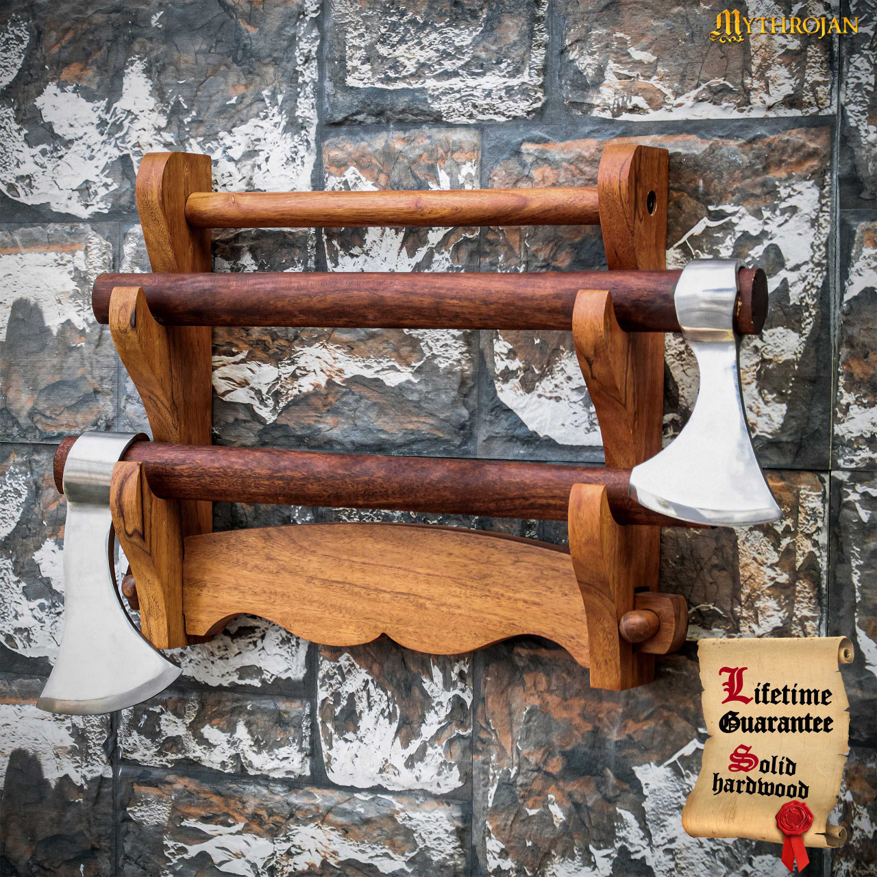 Mythrojan Solid Wood Sword Stand Medieval Sword Wall Mount Samurai ...