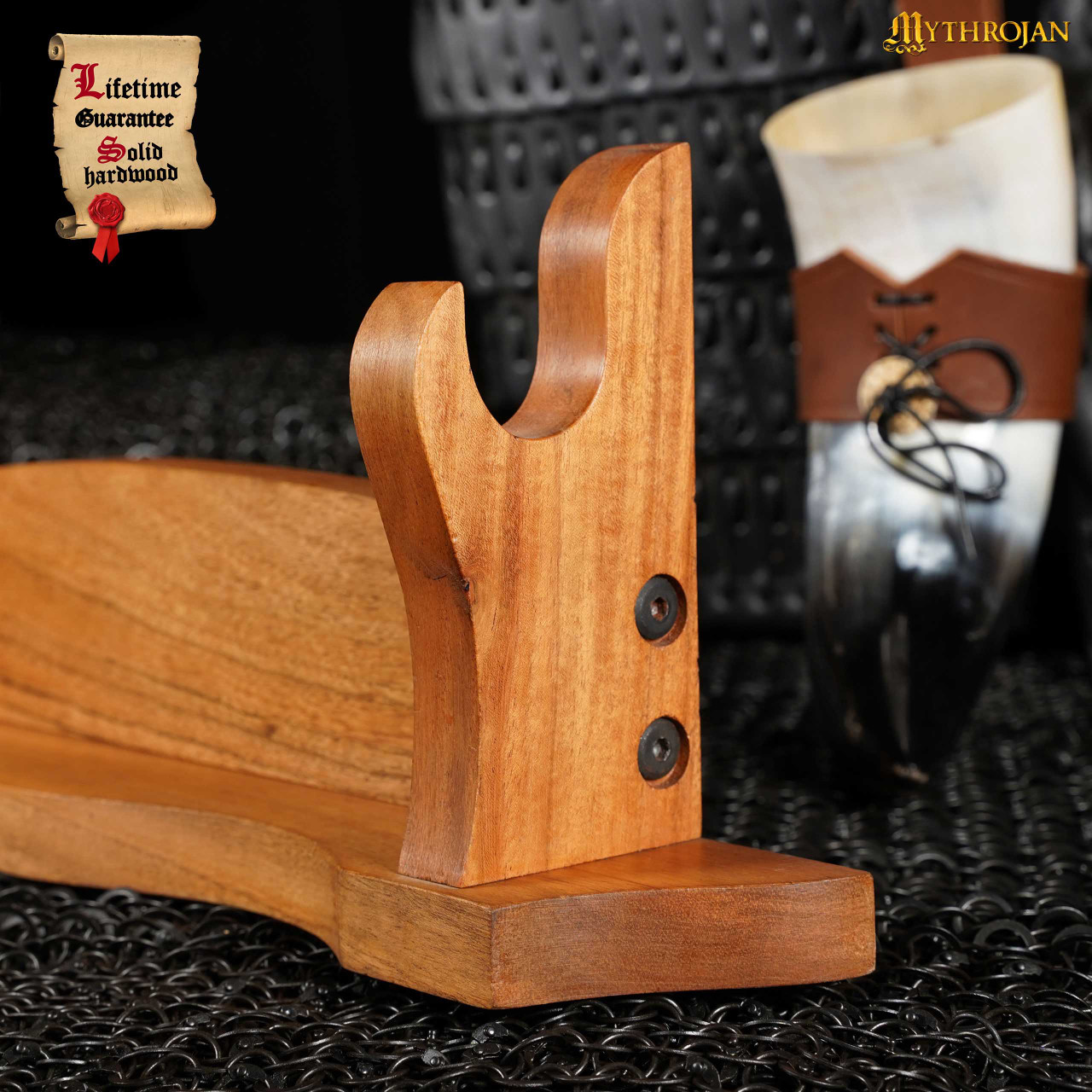 Mythrojan Solid Wood Sword Stand Medieval Sword Wall Mount Samurai ...