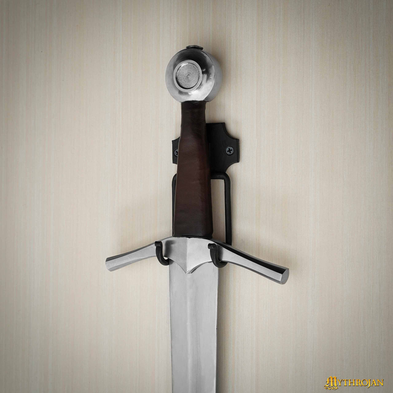 Mythrojan slender Sword Wall mount in forged black finish: Universal ...