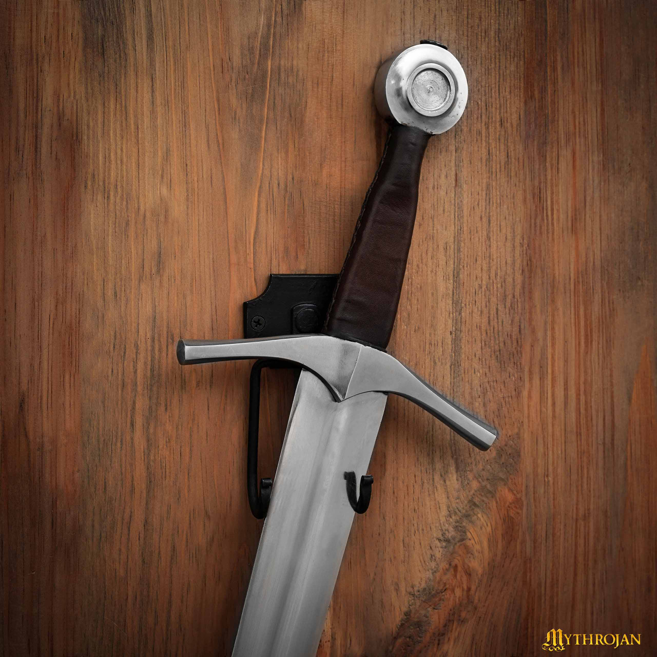Mythrojan slender Sword Wall mount in forged black finish: Universal ...