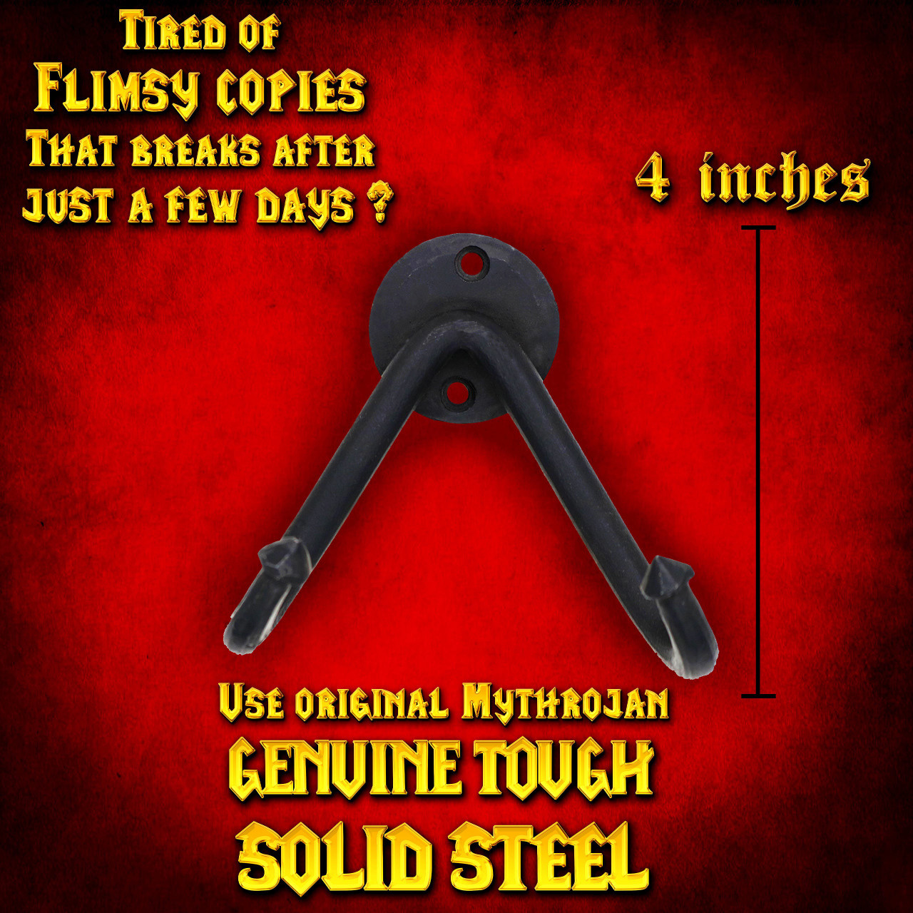 Mythrojan Heavy Sword Wall mount in forged black finish: Universal ...