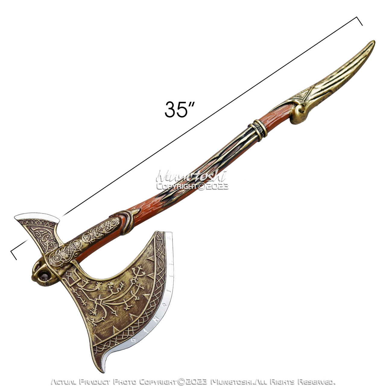35" Upgraded Leviathan Gold War Axe Foam Kratos Video Game Fantasy ...