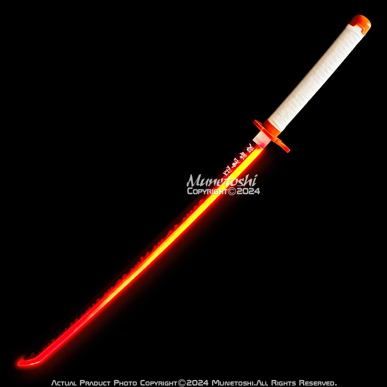 40" LED Light Plastic Rengoku Kyojuro Nichirin Katana Samurai Sword ...