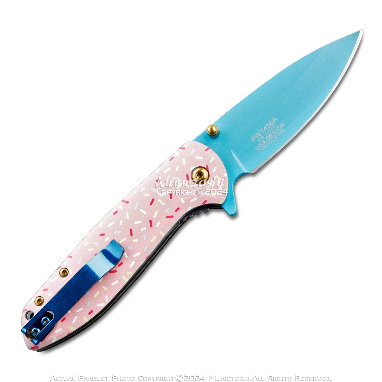 7.5" Donut Sprinkle Folding Pocket Knife Spring Assisted Blade Steel ...
