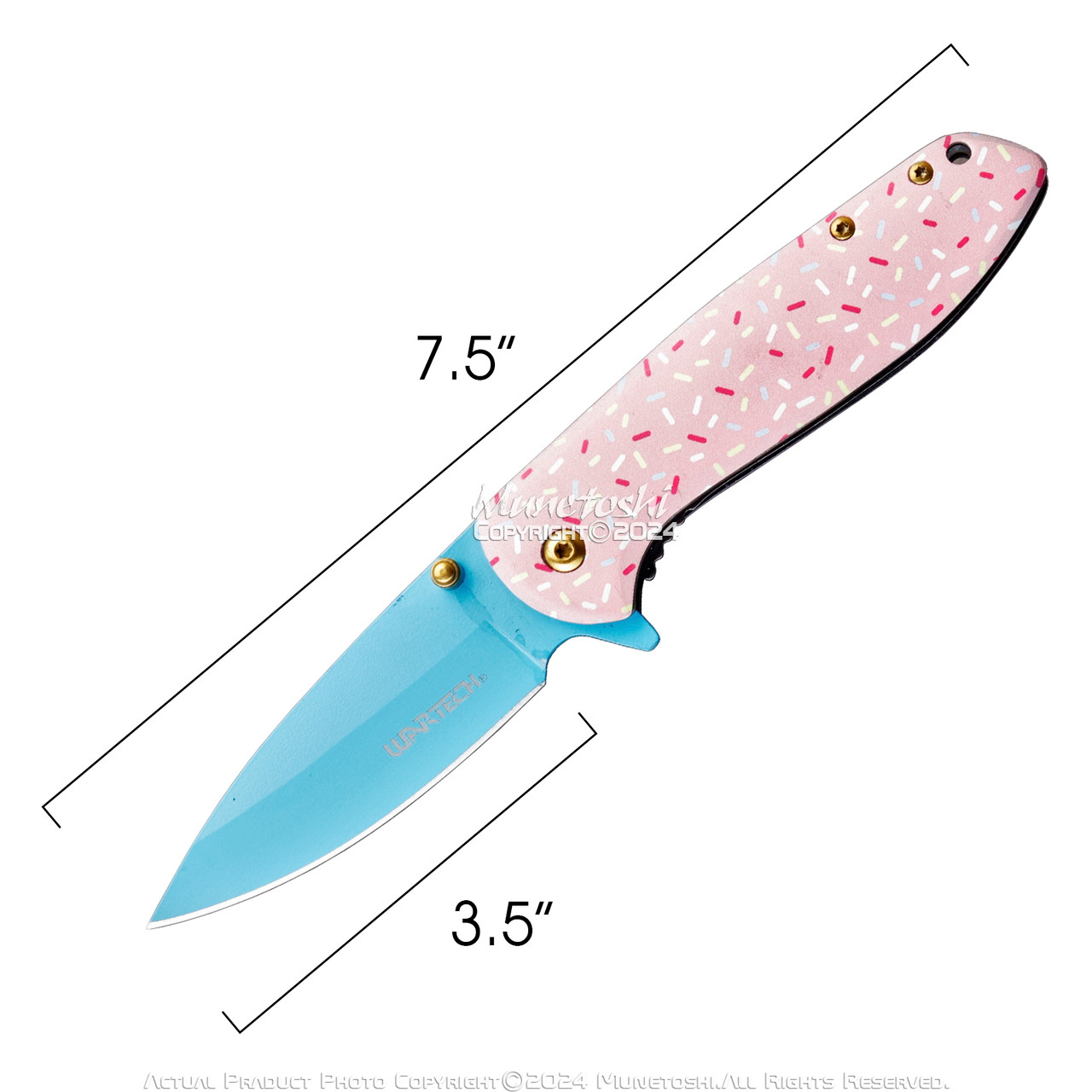 7.5" Donut Sprinkle Folding Pocket Knife Spring Assisted Blade Steel ...
