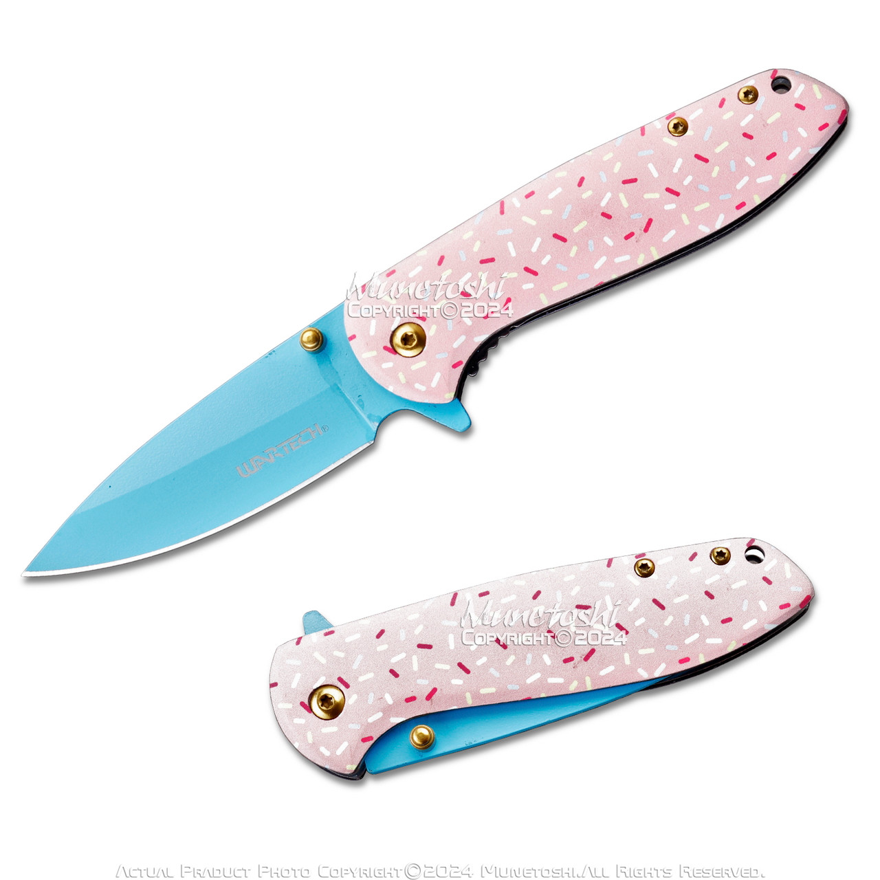 7.5" Donut Sprinkle Folding Pocket Knife Spring Assisted Blade Steel ...