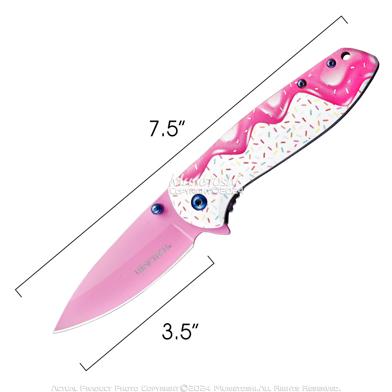 7.5" Donut Sprinkle Folding Pocket Knife Spring Assisted Blade Steel ...