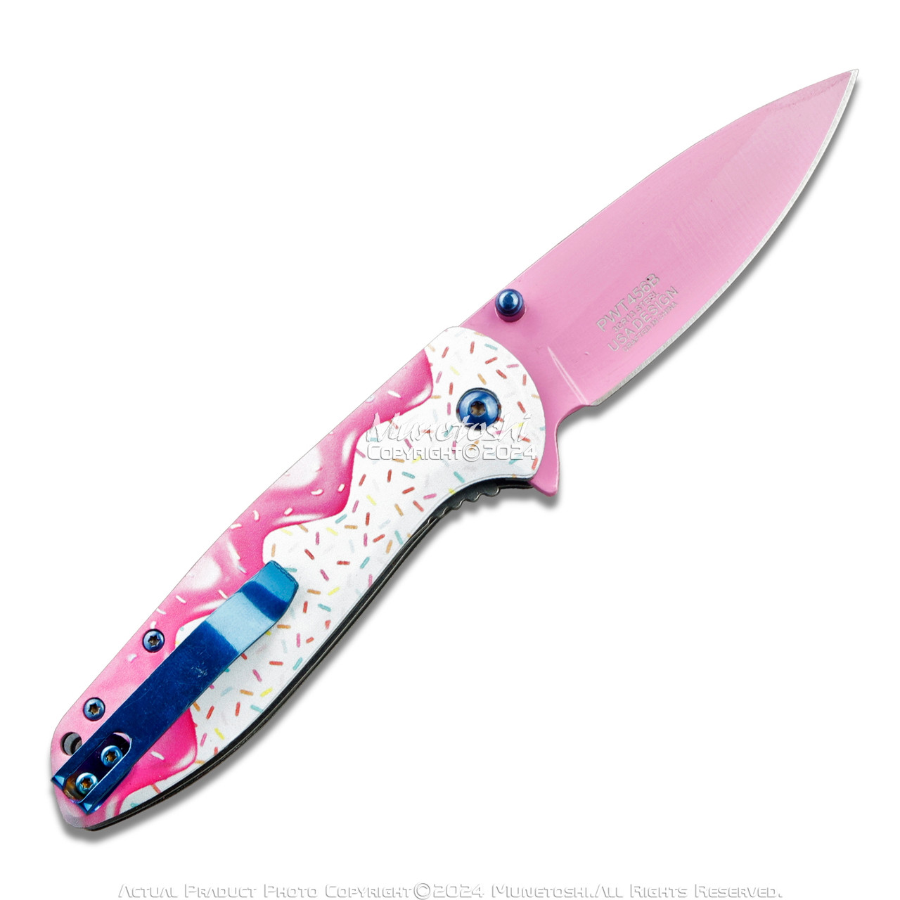 7.5" Donut Sprinkle Folding Pocket Knife Spring Assisted Blade Steel ...