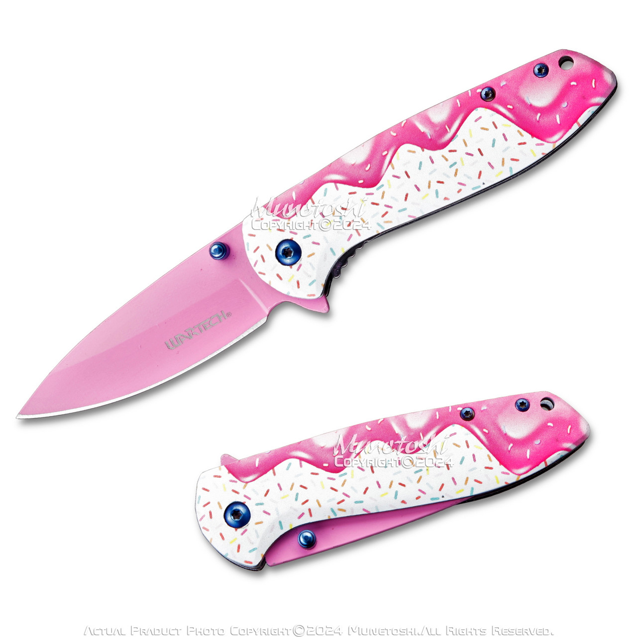 7.5" Donut Sprinkle Folding Pocket Knife Spring Assisted Blade Steel ...