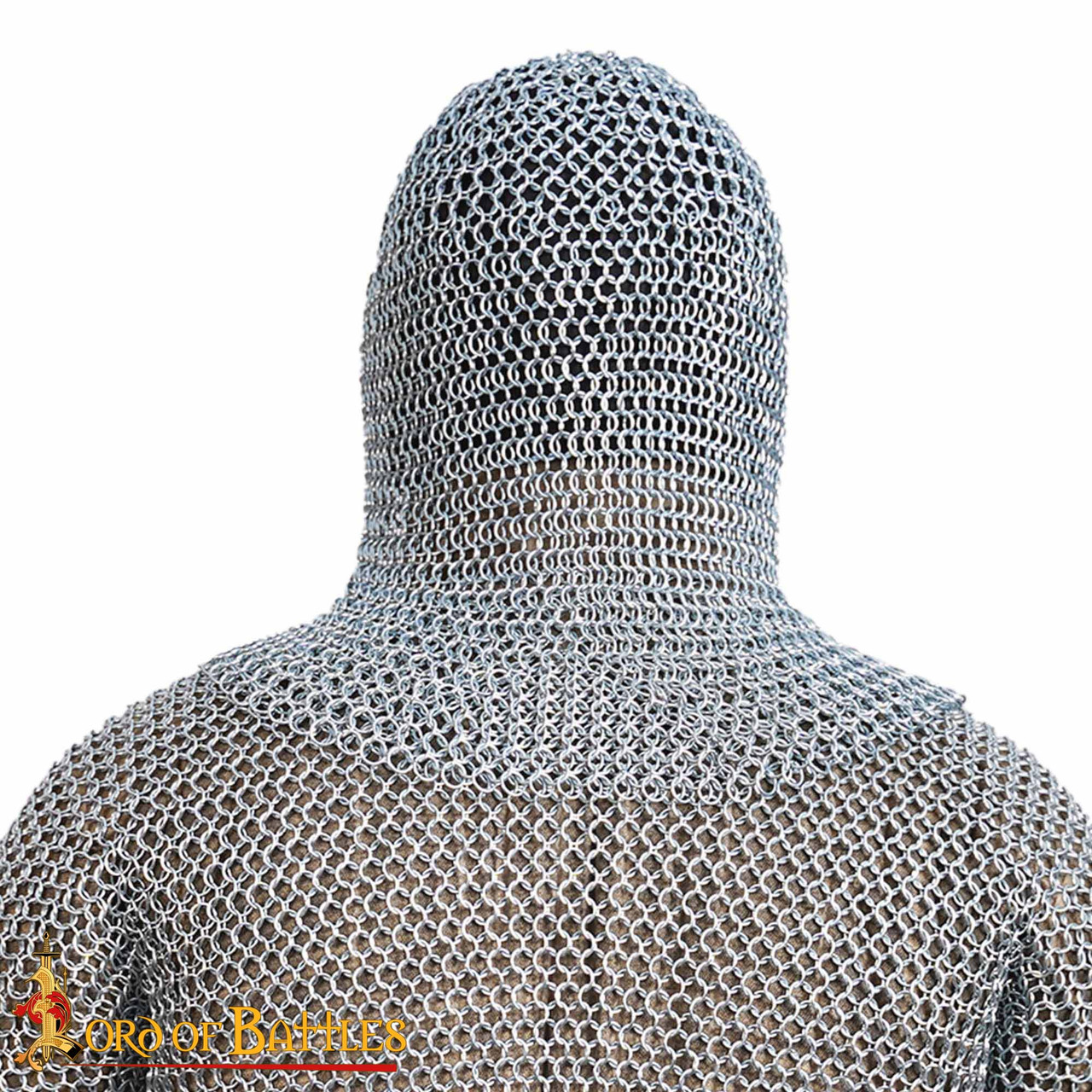 Round Ring Chainmail V Face Coif, Butted, 10 mm 16 gauge, Mild Steel