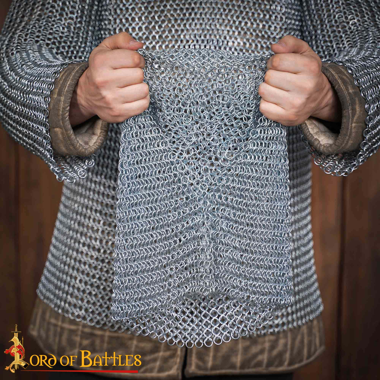 Round Ring Chainmail V Face Coif, Butted, 10 mm 16 gauge, Mild Steel