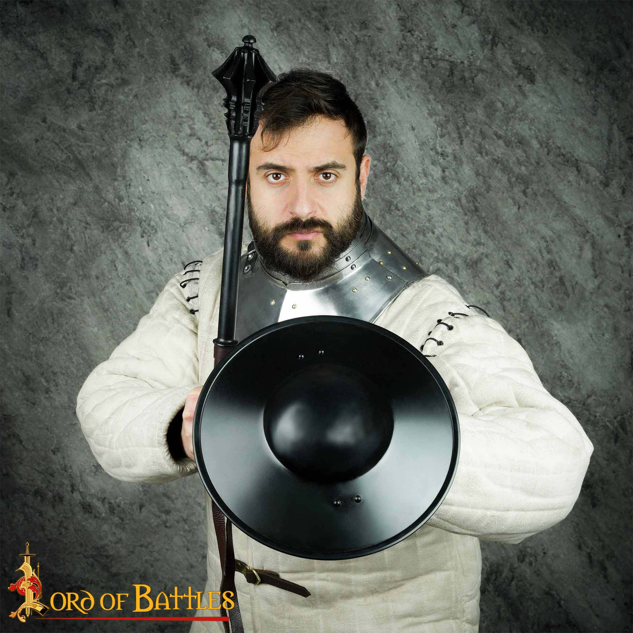 Late Medieval Round Steel Buckler Handmade Shield Blackened