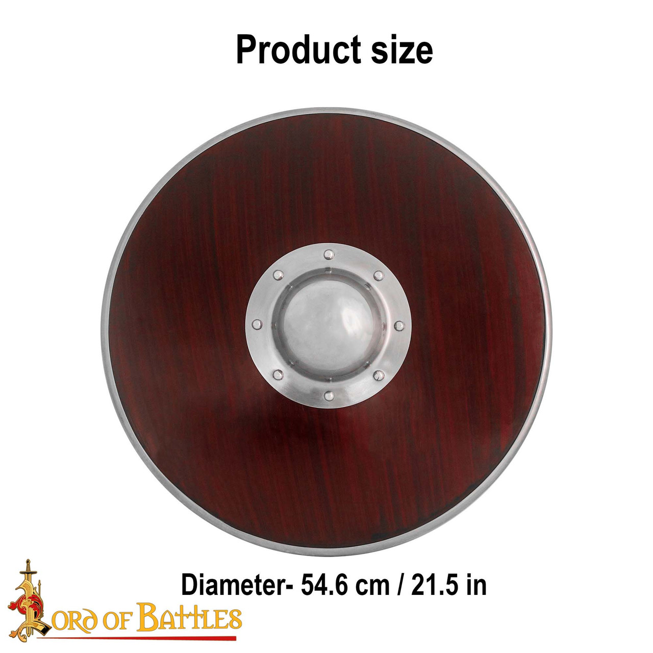 Viking Wooden Round Shield with Steel Umbo and Fittings