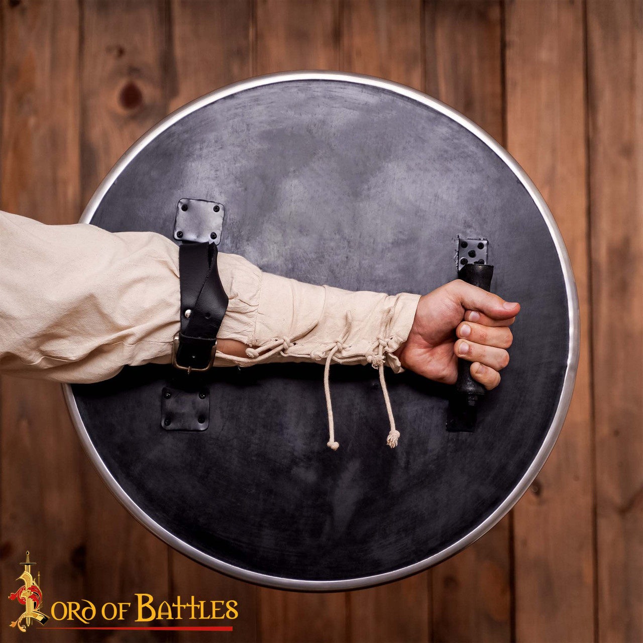 Viking Wooden Round Shield with Steel Umbo and Fittings