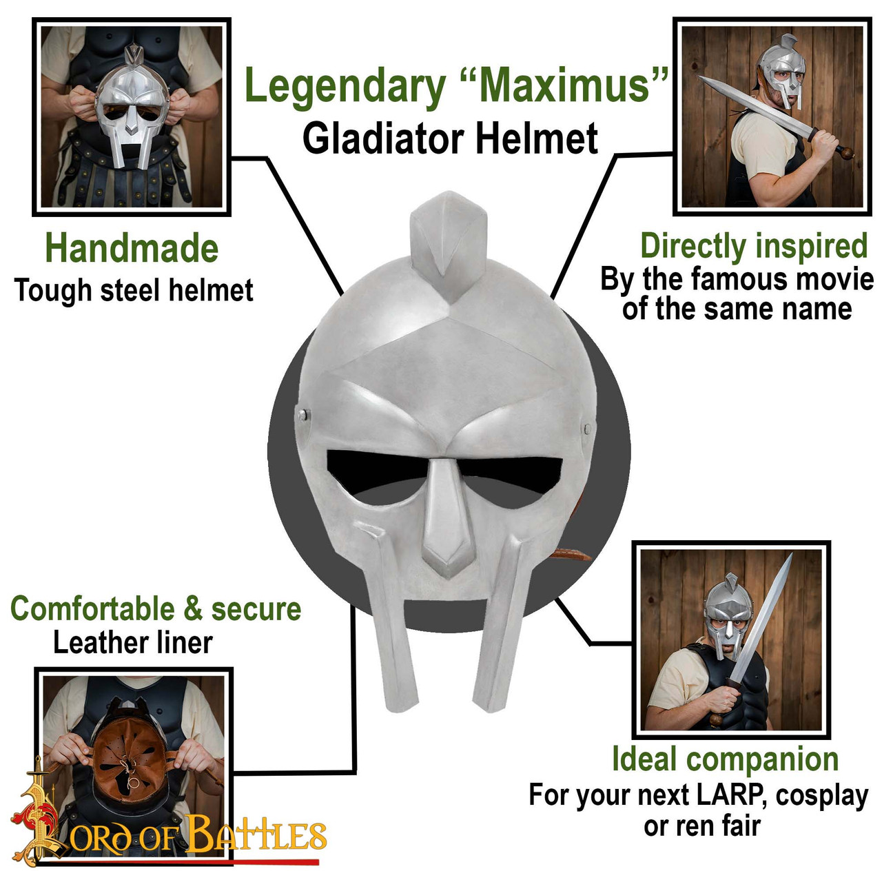 Legendary "Maximus" Gladiator Steel Helmet