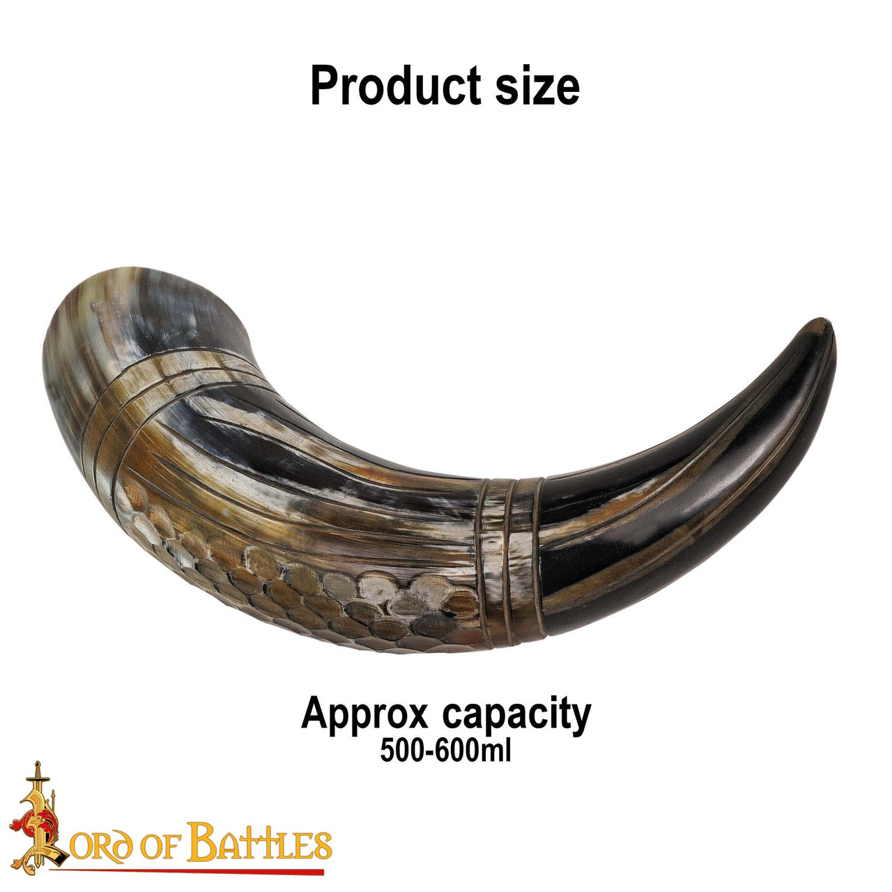 Drinking Horn with Engraved Honeycomb Handcrafted Genuine Ox Horn