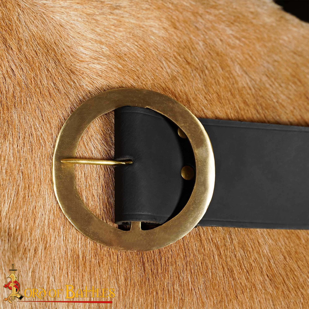 Leather Sword / Weapon Hanging Belt Twin-Buckle Baldric, Black