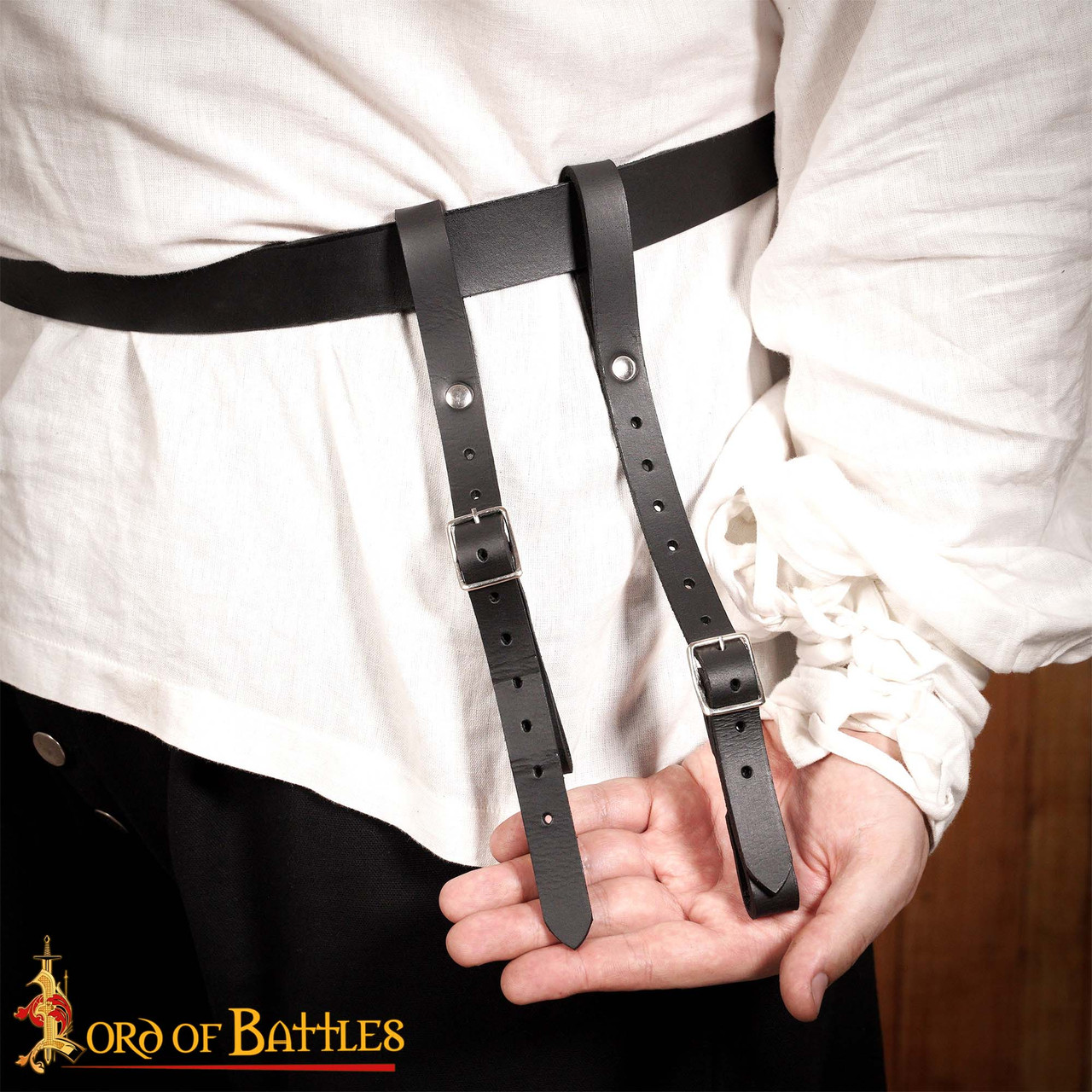 Medieval Sword Hanging Paired Belts Crafted from Genuine Leather