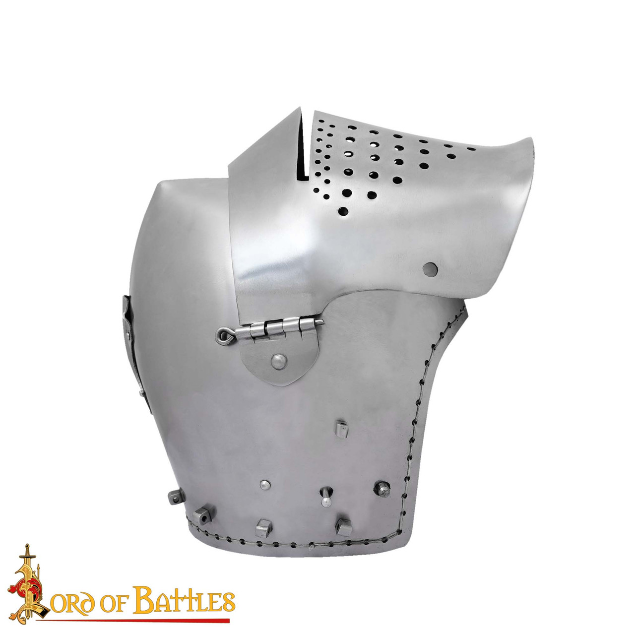 Lord of Battles Late Medieval Full Visor Bascinet Helmet 14 gauge Battle Ready Functional Armor ...