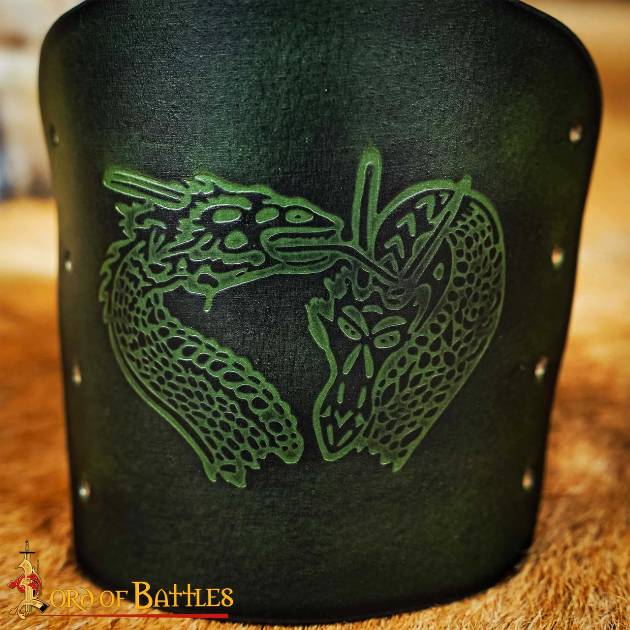 Genuine Leather Bracers with Embossed Fantasy Dragon Design