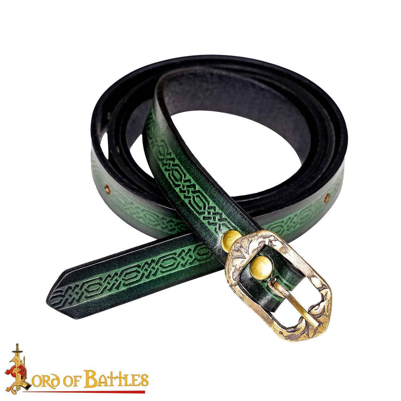 Medieval Fantasy Leather Belt with Ornate Embossed Design