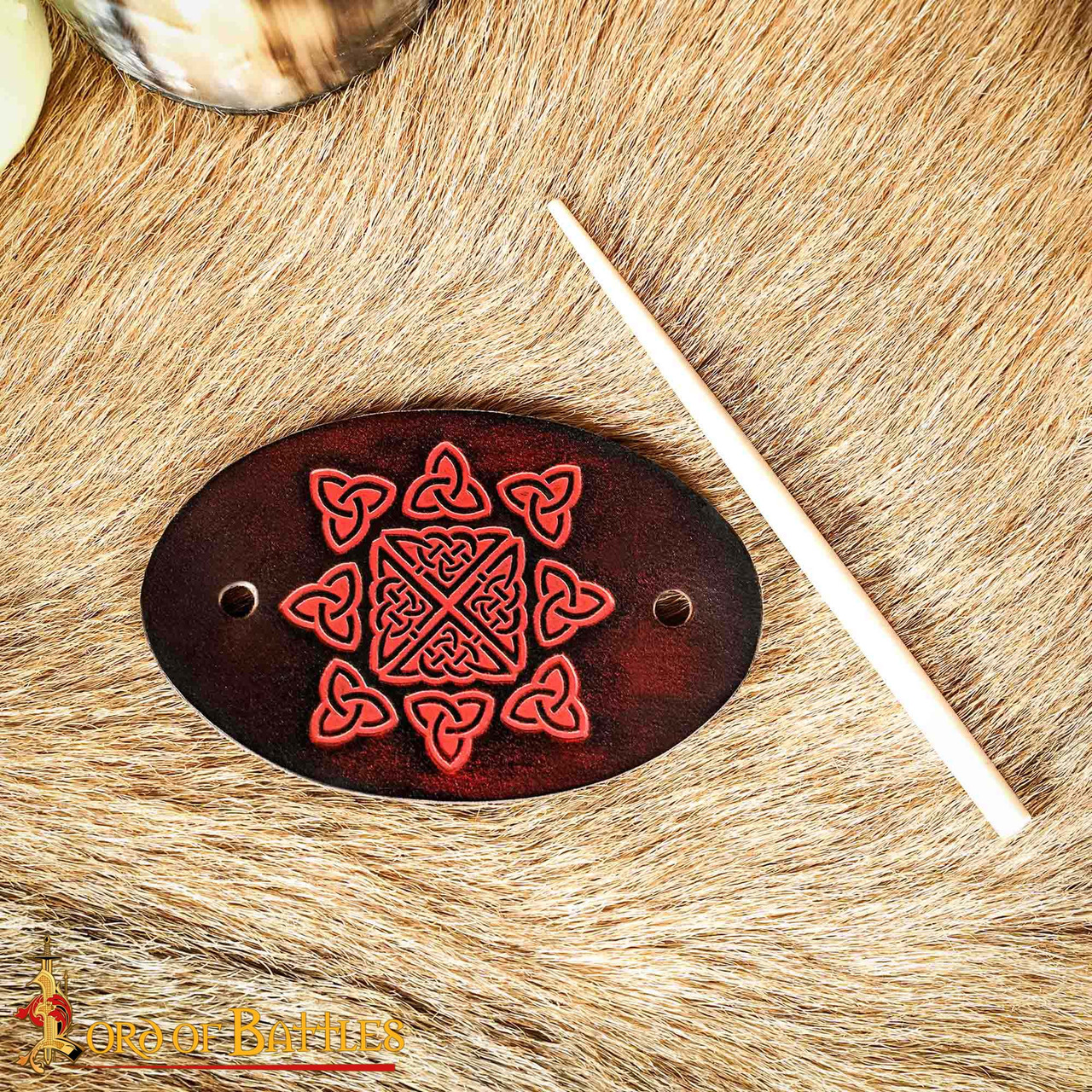 Genuine Leather Hair Brooch with Genuine Bone Pin